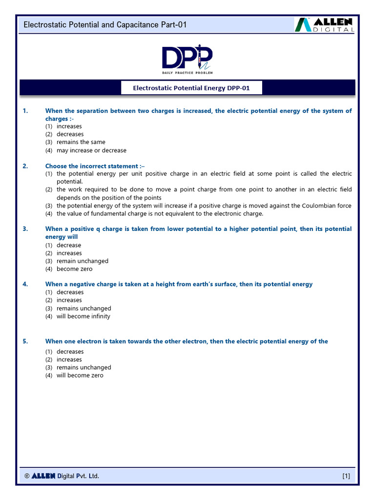 All DPP | PDF | Electric Field | Sphere