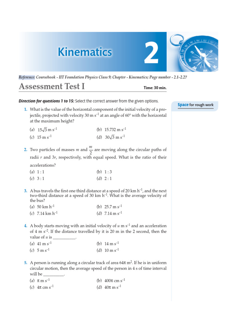 Kinematics Assesment Test 1 | PDF | Kinematics | Speed