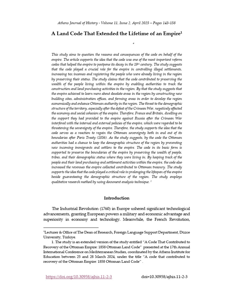 Ottoman Land Code's Impact on Empire | PDF | Ottoman Empire | Crimean War