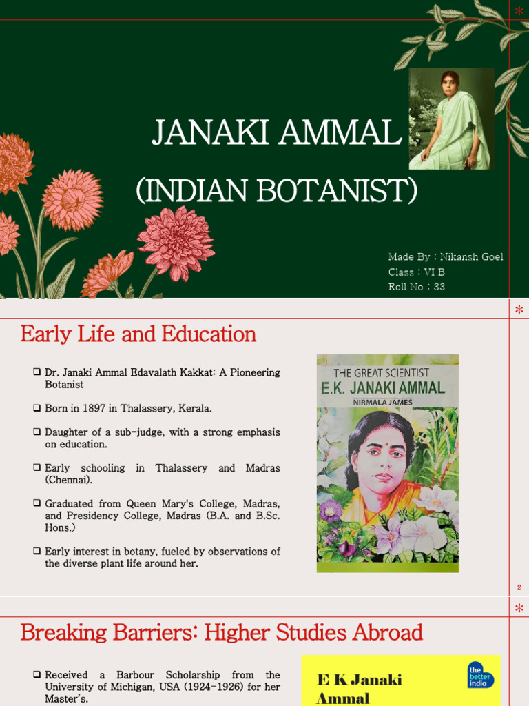Nikansh - Science - Janaki Ammal | PDF | Botany | Biology