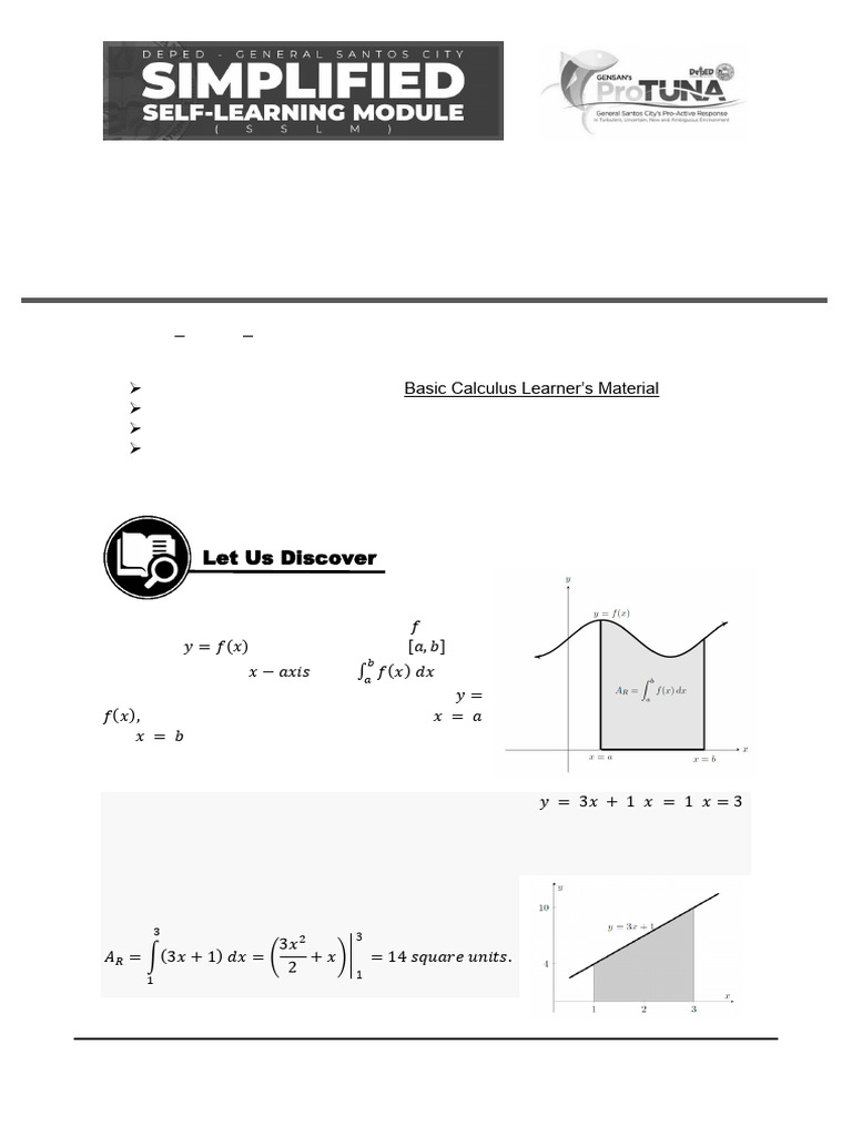 Basic Calculus Q4 Week 8 SSLM | PDF | Integral | Area