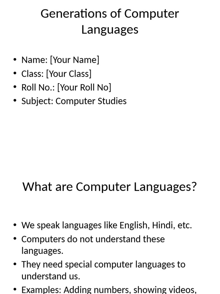 Generations of Computer Languages Class6 | PDF