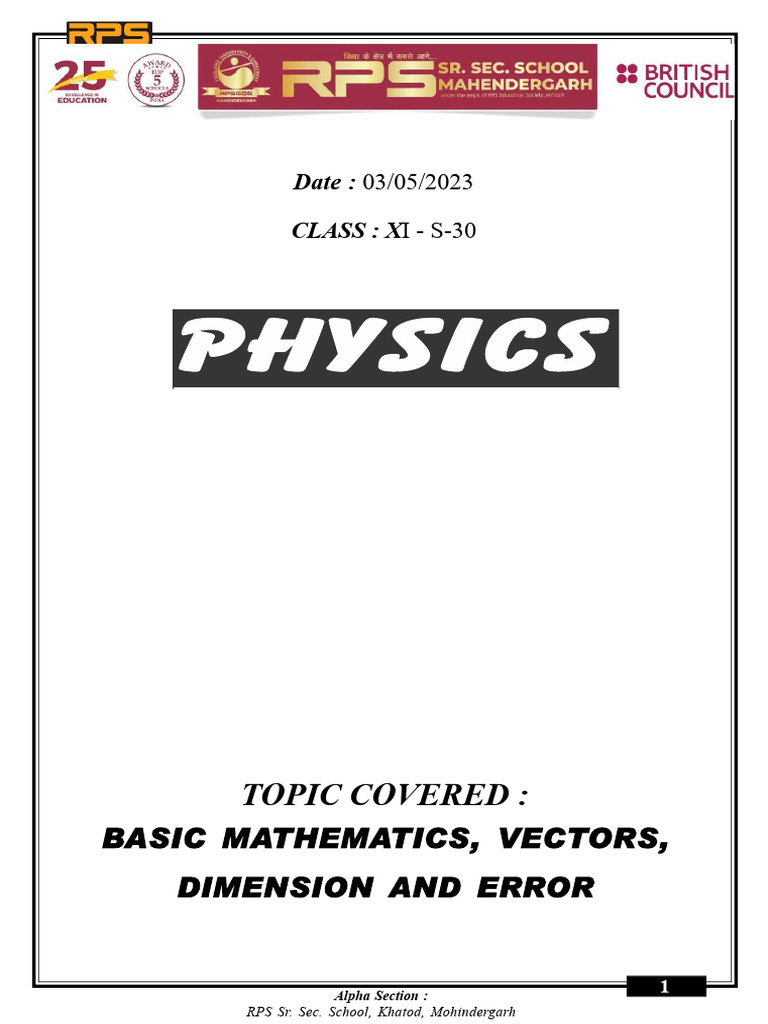 Xii NM Basic, Vector Dim | PDF | Euclidean Vector | Velocity