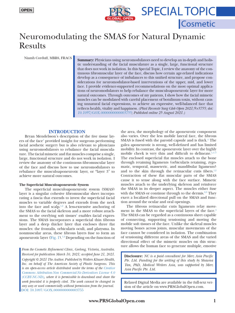 Neuromodulating The Smas For Natural Dynamic.53 | PDF | Botulinum Toxin ...