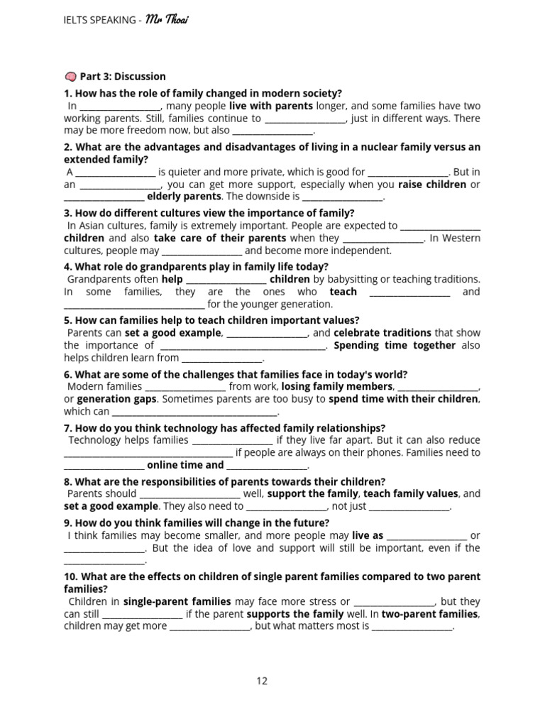 Lesson 8 - Practice Listening Gap Fill | PDF | Family | Human Development
