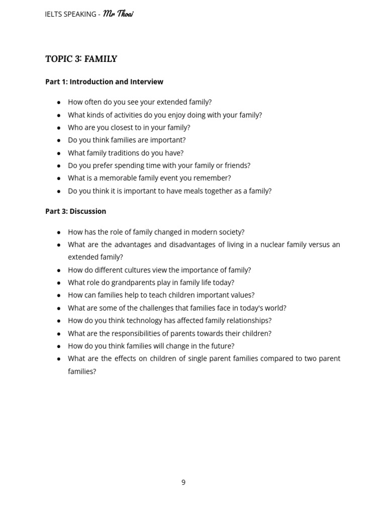 Lesson 8 - Câu Trả Lời Mẫu | PDF | Family | Social Institutions