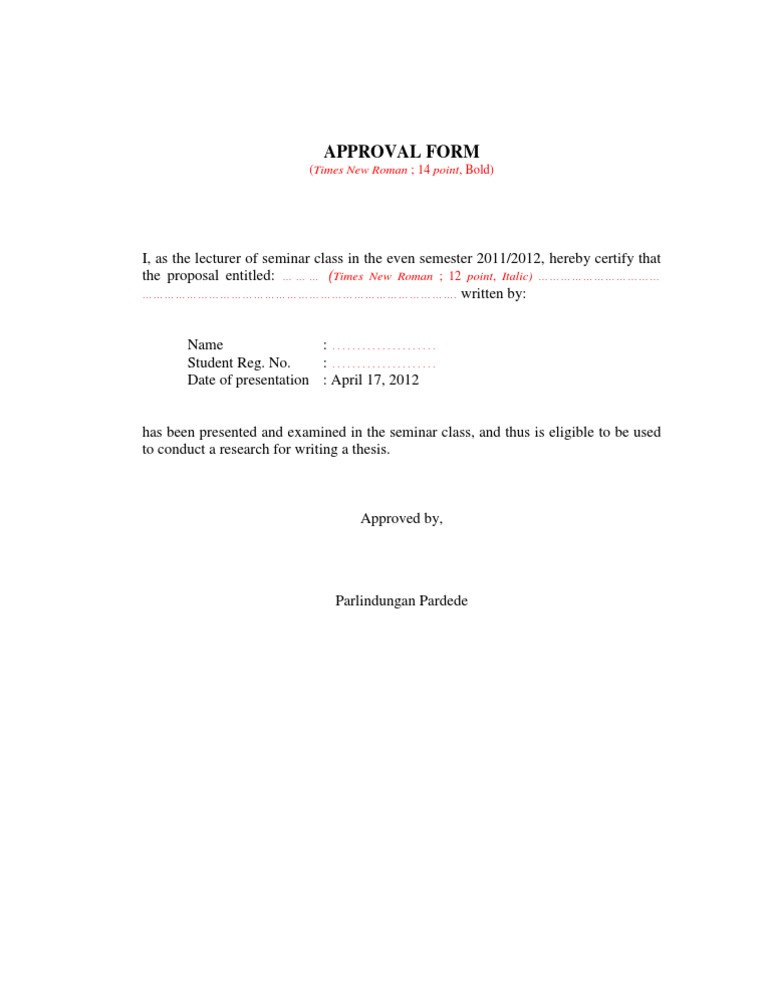 Proposal Approval Form | PDF