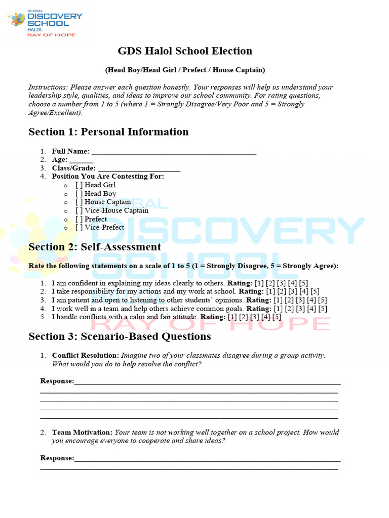 GDS Halol School Election 2025-26 | PDF | Leadership | Psychological ...