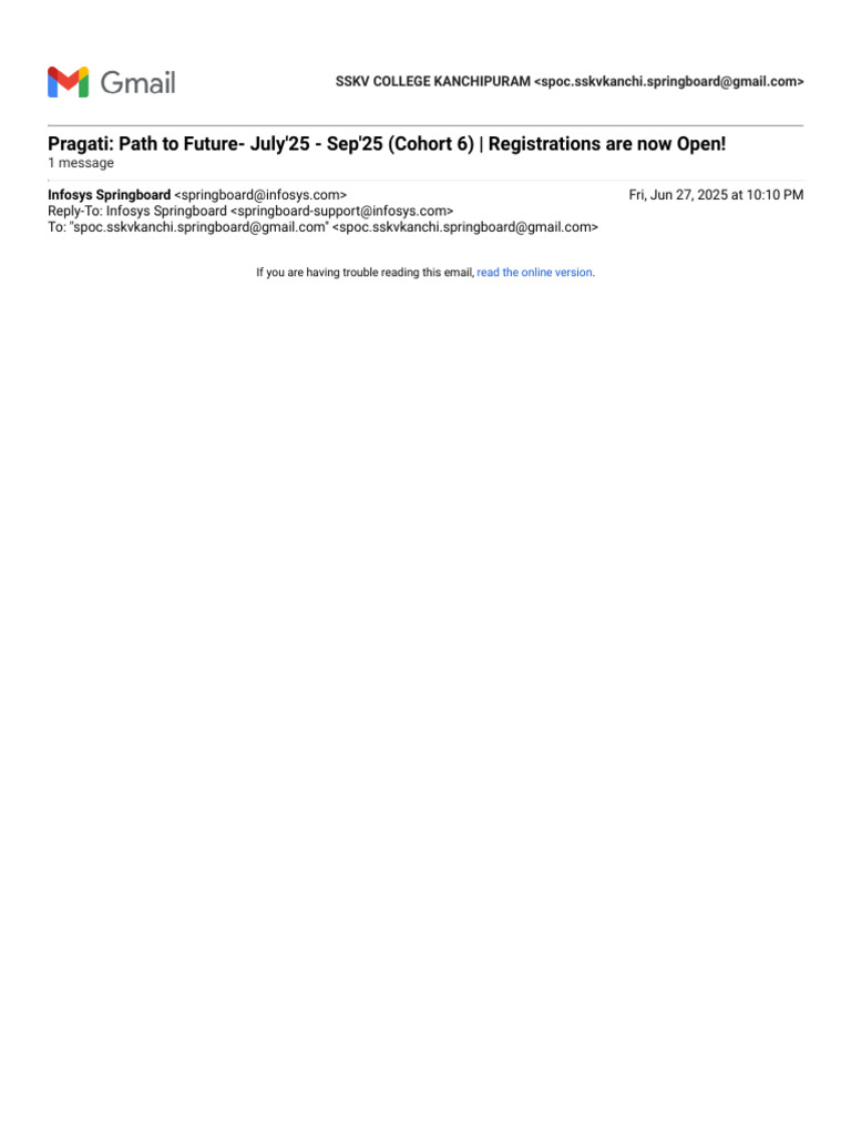 Pragati - Path To Future - July'25 - Sep'25 (Cohort 6) - Registrations Are Now Open! | PDF