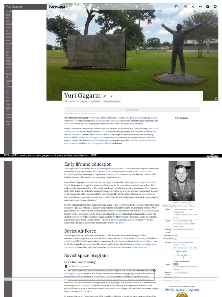 WWW Wikiwand Com en Yuri Gagarin | PDF | Astronauts | Flight