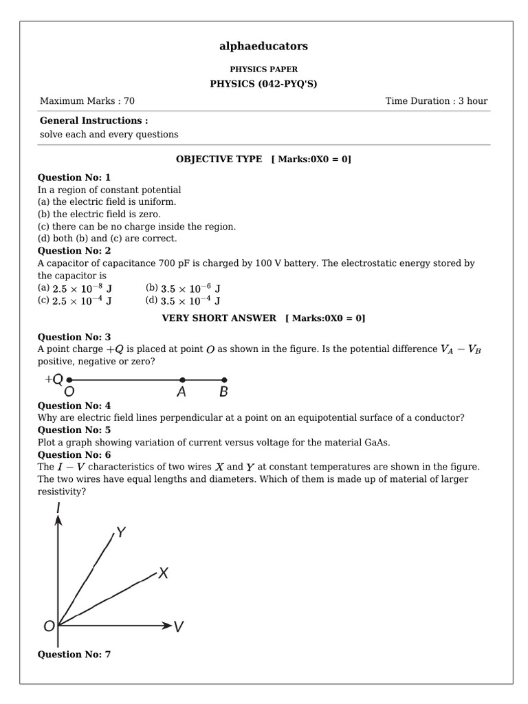 Physics (042-Pyq's) (25 - 06 - 2025) | PDF | Inductance | Electric Current