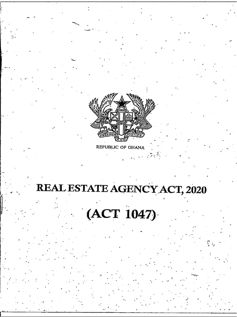 Real Estate Agency Act 2020 Act 1047 | PDF | License | Private Law