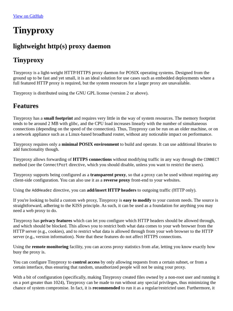 Tinyproxy Configuration Guide | PDF | Proxy Server | Port (Computer Networking)