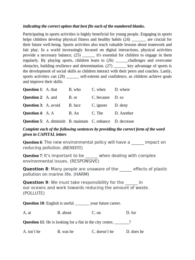 Sports and Personality Insights Quiz | PDF | Psychological Resilience ...