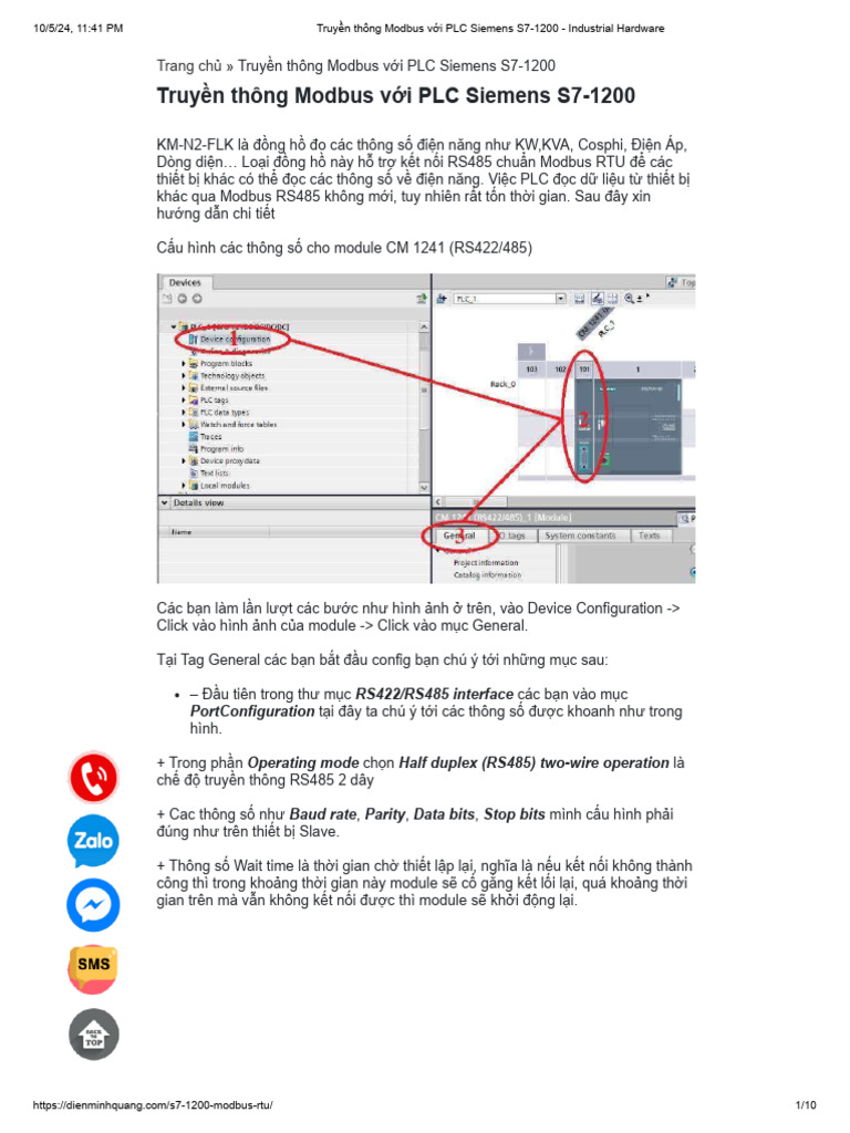 Truyền Thông Modbus Với PLC Siemens S7-1200 - Industrial Hardware | PDF