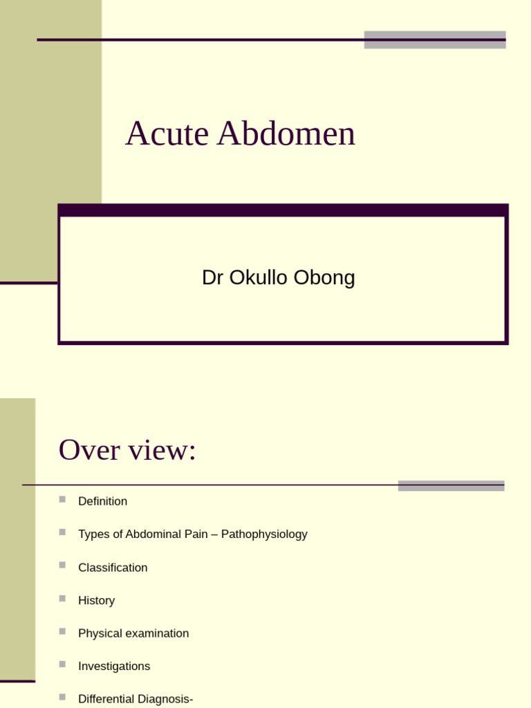 Acute Abdomen Final Copy 2013 | PDF | Medical Specialties | Diseases And Disorders