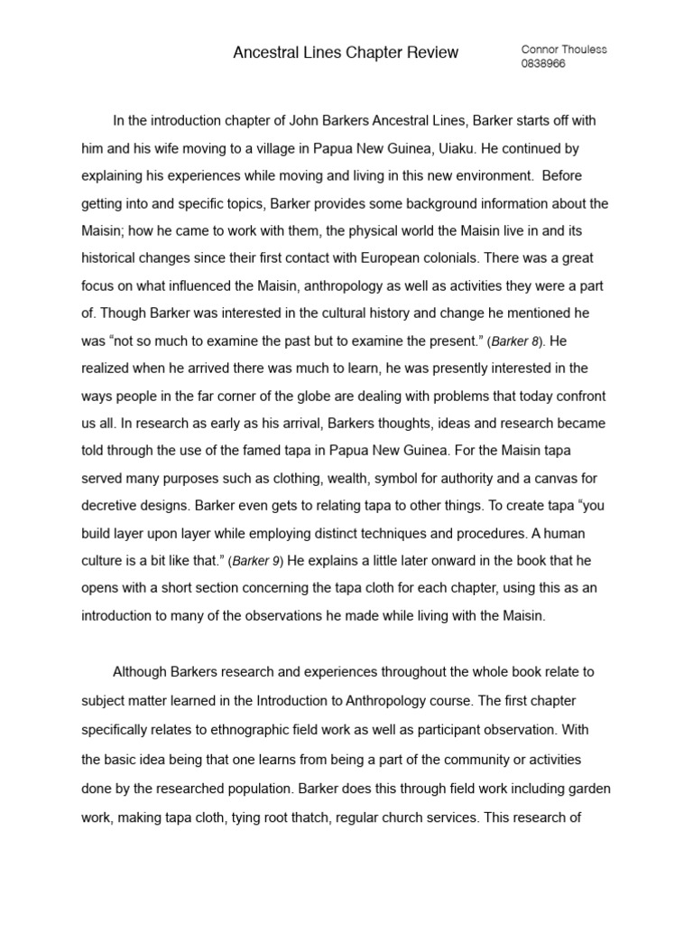 Ancestral Lines Chapter Review | PDF | Ethnography | Anthropology
