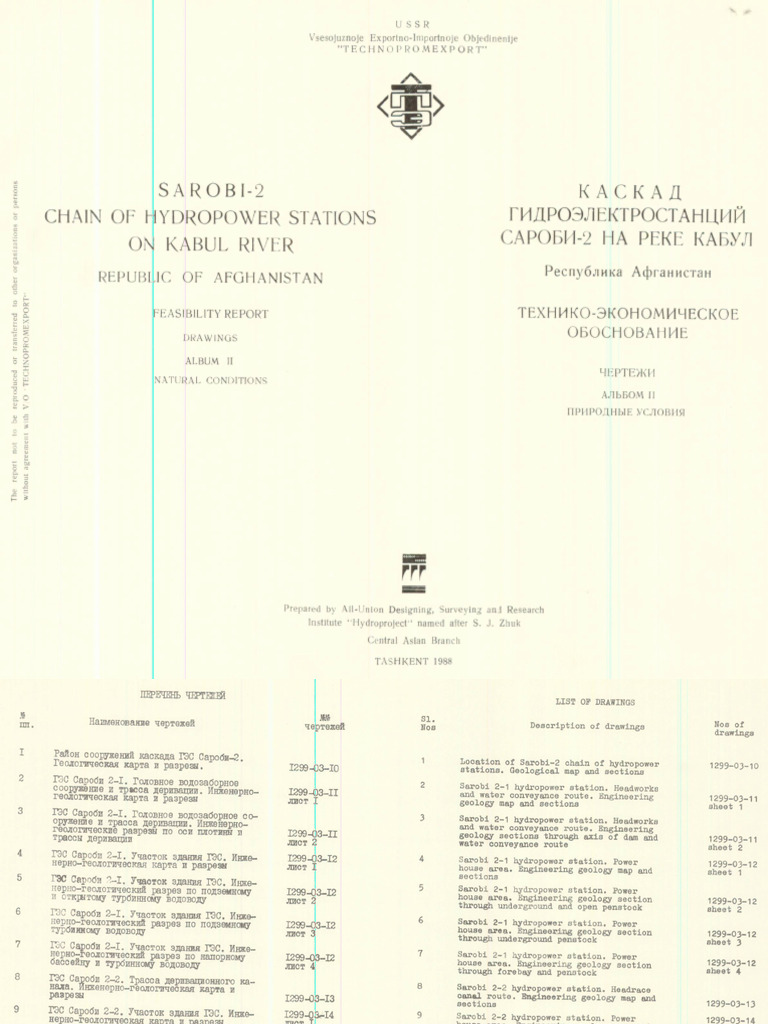 Sarobi-2, Chain of Hydropower Stations On Kabul River (Feas | PDF
