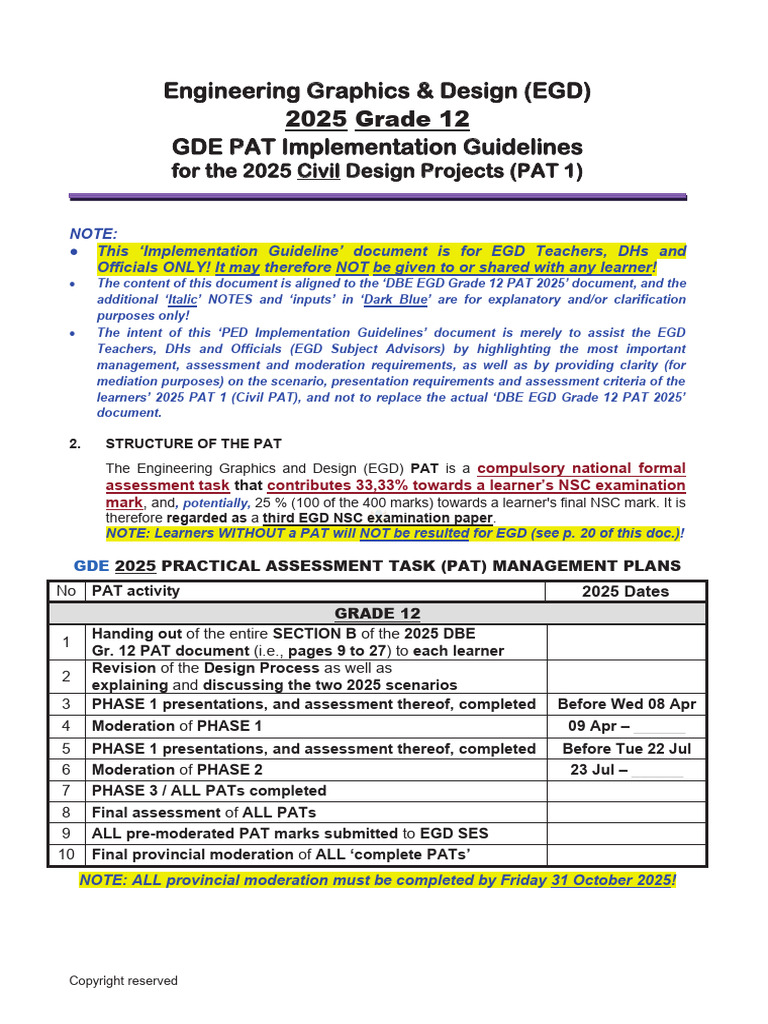 2025 PED EGD Civil PAT Implement. Guidelines Forteachers - 20 Feb 2025 - em | PDF | Drawing ...
