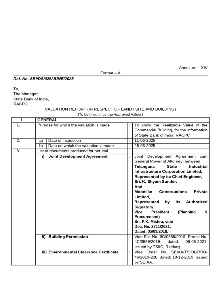 SBI Commercial Building Valuation Report | PDF | Real Estate Appraisal ...