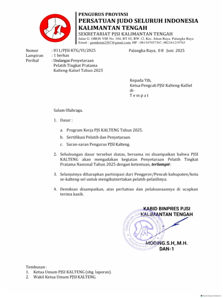 Undangan Sertifikasi Prlatih Untuk Kalsel | PDF