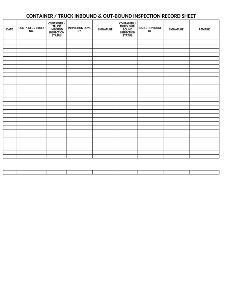 Container or Truck Inbound Outbound Inspection Record Sheet | PDF