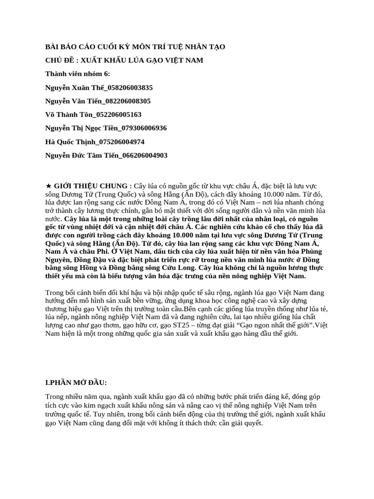 Bài Báo Cáo Cuối Kỳ Môn Trí Tuệ Nhân Tạo File Word | PDF
