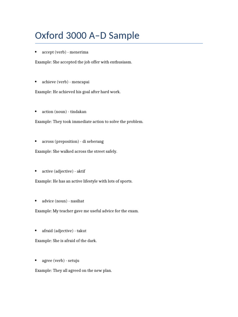 Oxford 3000 A-D Sample | PDF