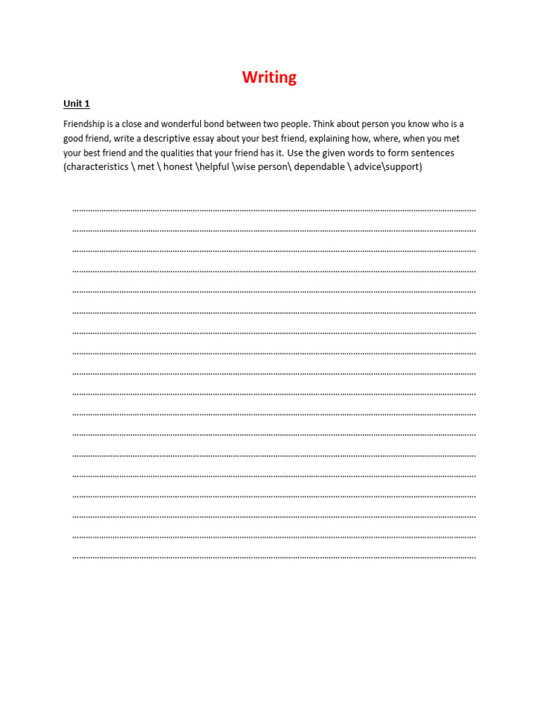 Writing: Unit 1 | PDF