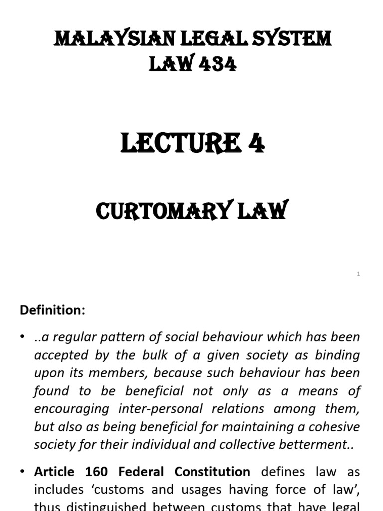 Overview of Malaysian Customary Law | PDF | Marriage | Malaysia