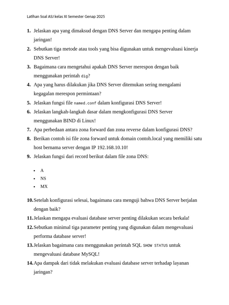 Latihan Soal ASJ Kelas XI Semester Genap 2025 | PDF