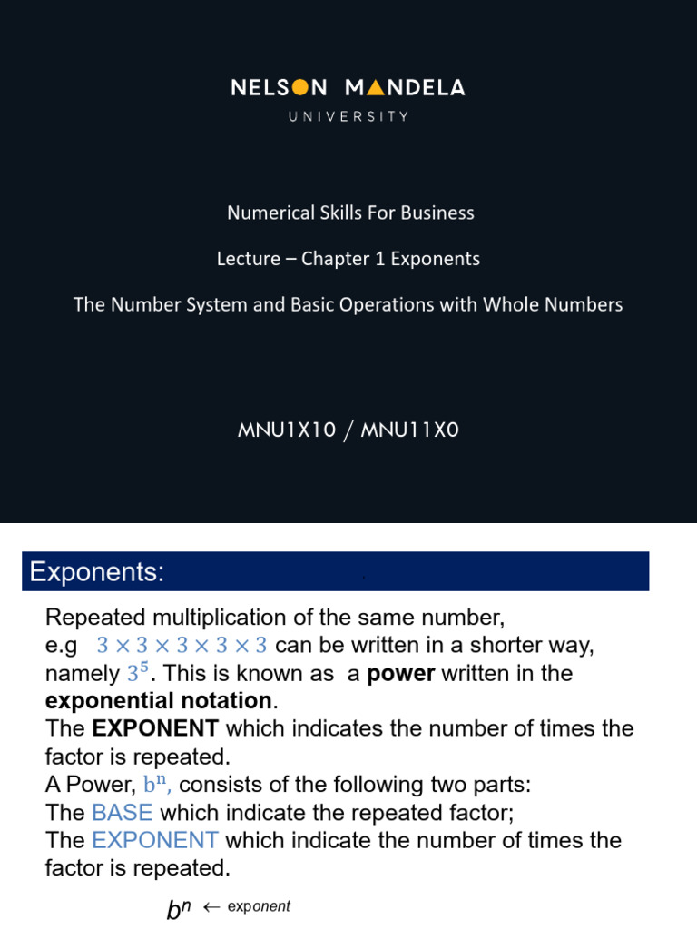 Chap1 Lecture 3 - Exponents | PDF | Exponentiation | Square Root