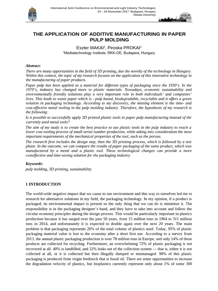 3D Printing in Paper Pulp Molding | PDF | 3 D Printing | Paper