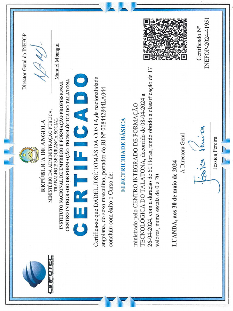 Certificado Electricidade Básica | PDF
