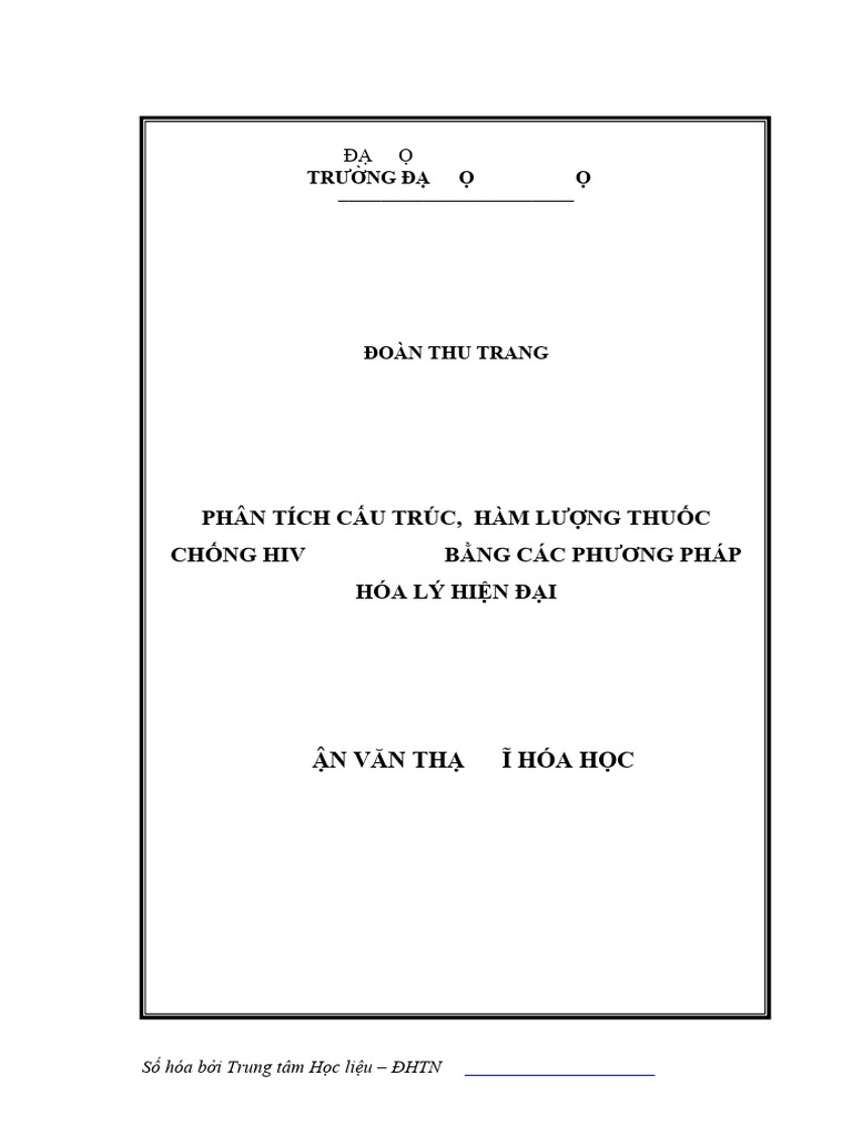 Luận Văn Phân Tích Cấu Trúc Hàm Lượng Thuốc Chống Hiv Stavudin Bằng Các Phương Pháp Hóa Lý Hiện ...