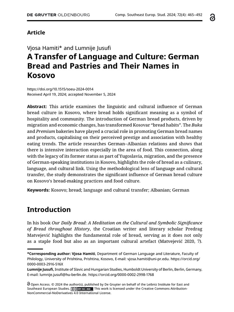 A Transfer of Language and Culture German Bread An | PDF | Kosovo | Flour