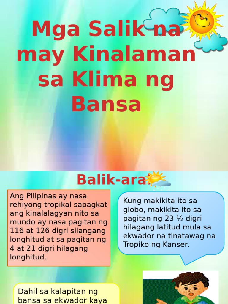 AP Aralin 5 Mga Salik Na May Kinalaman Sa Klima NG Bansa | PDF