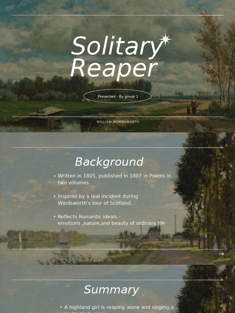 The Solitary Reaper (Group 1) | PDF | Poetry