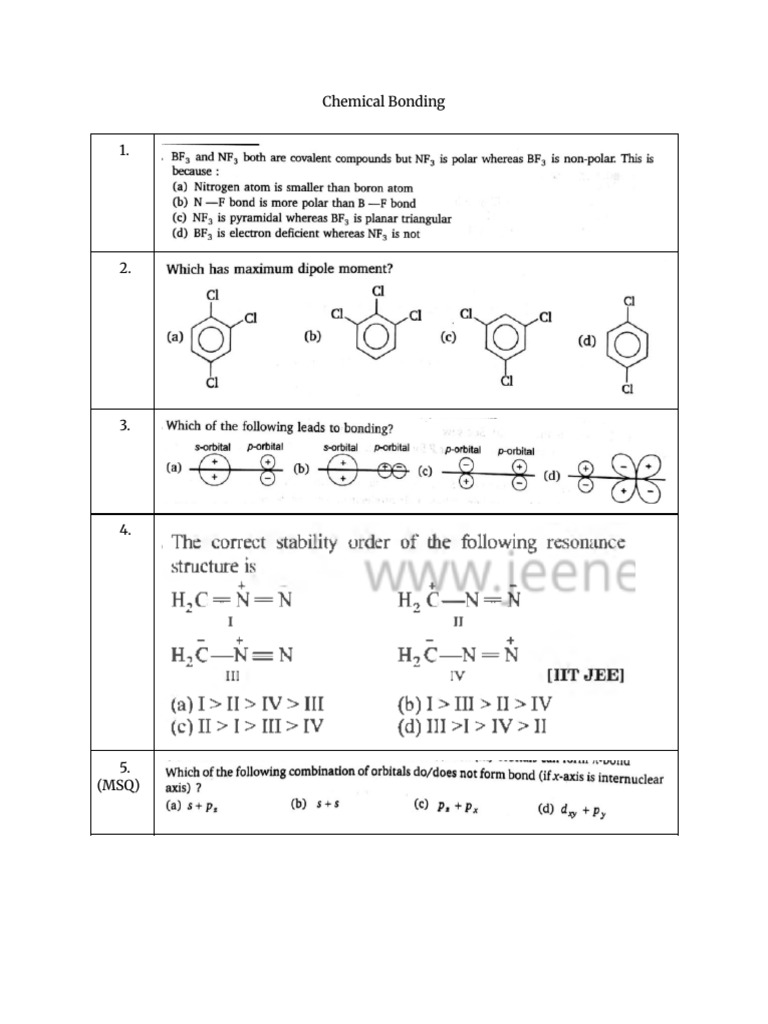 Chemical Bonding WS 02 | PDF