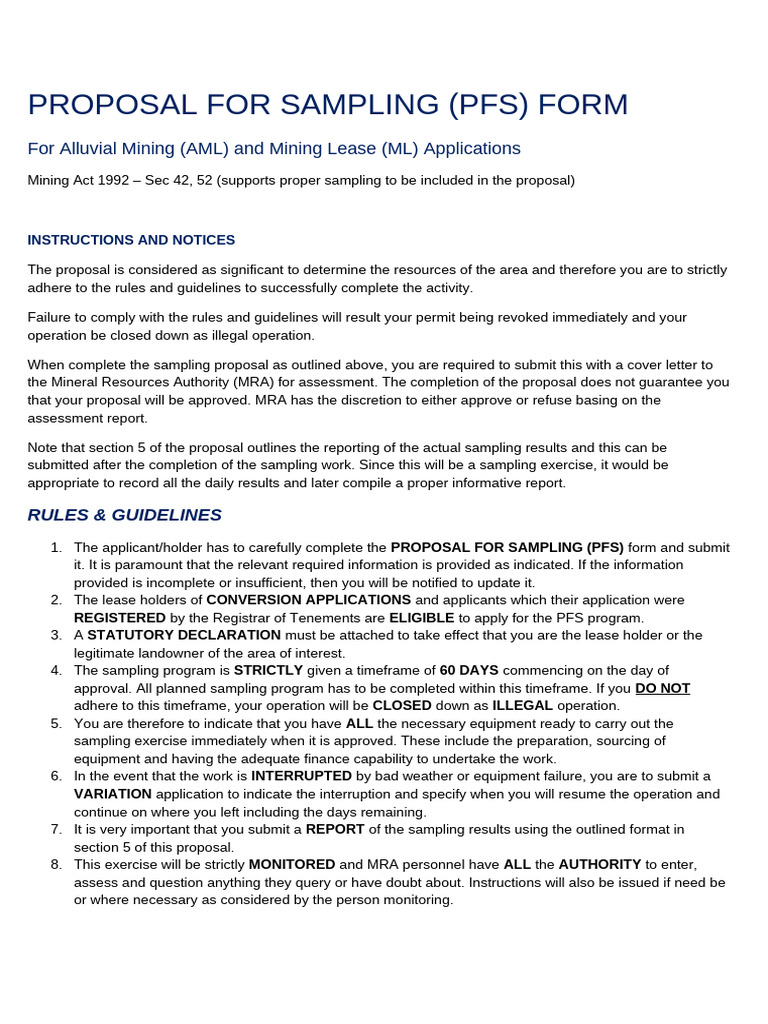 Proposal For Sampling Form | PDF