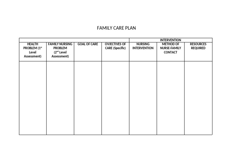 Family Care Plan: Nursing Interventions | PDF