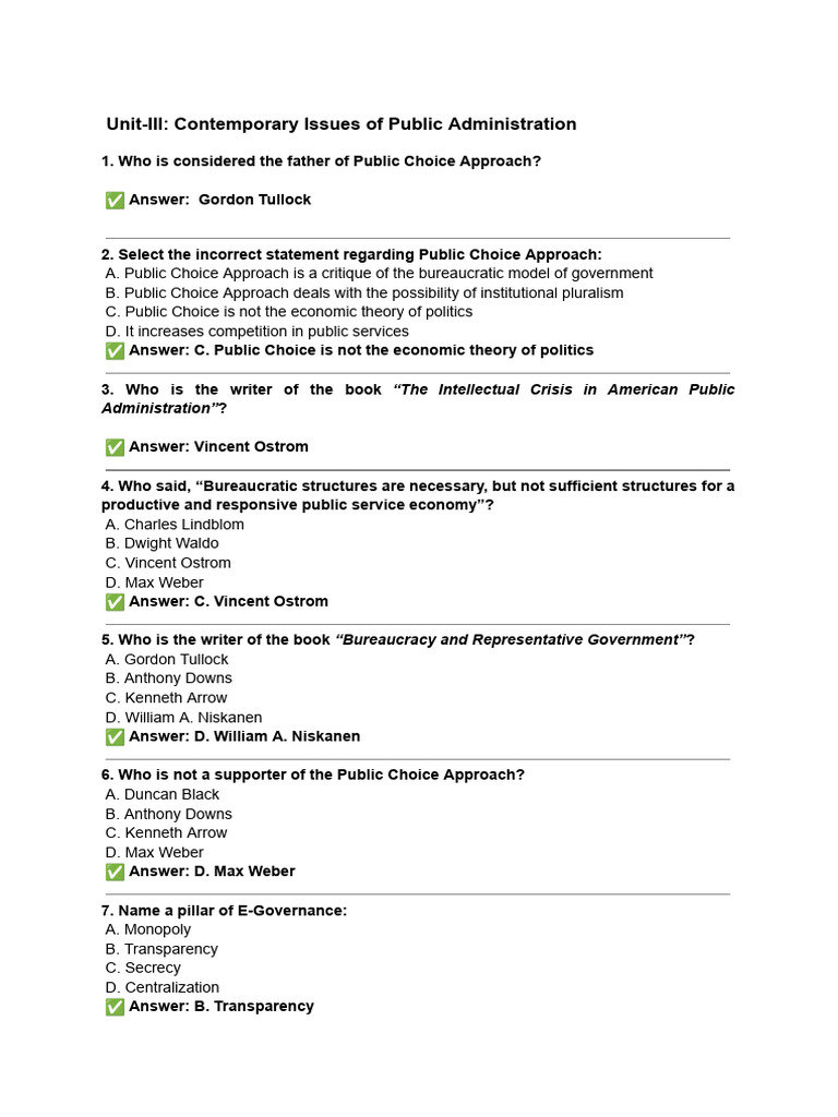 Unit-III - Contemporary Issues of Public Administration | PDF | Public ...