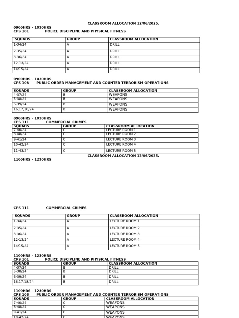 12 June Class Allocation | PDF | Classroom | Learning
