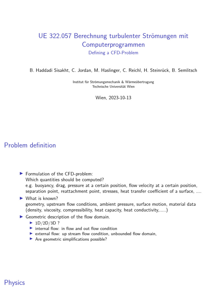 CFD Problem Definition for Turbulent Flow | PDF | Fluid Dynamics ...