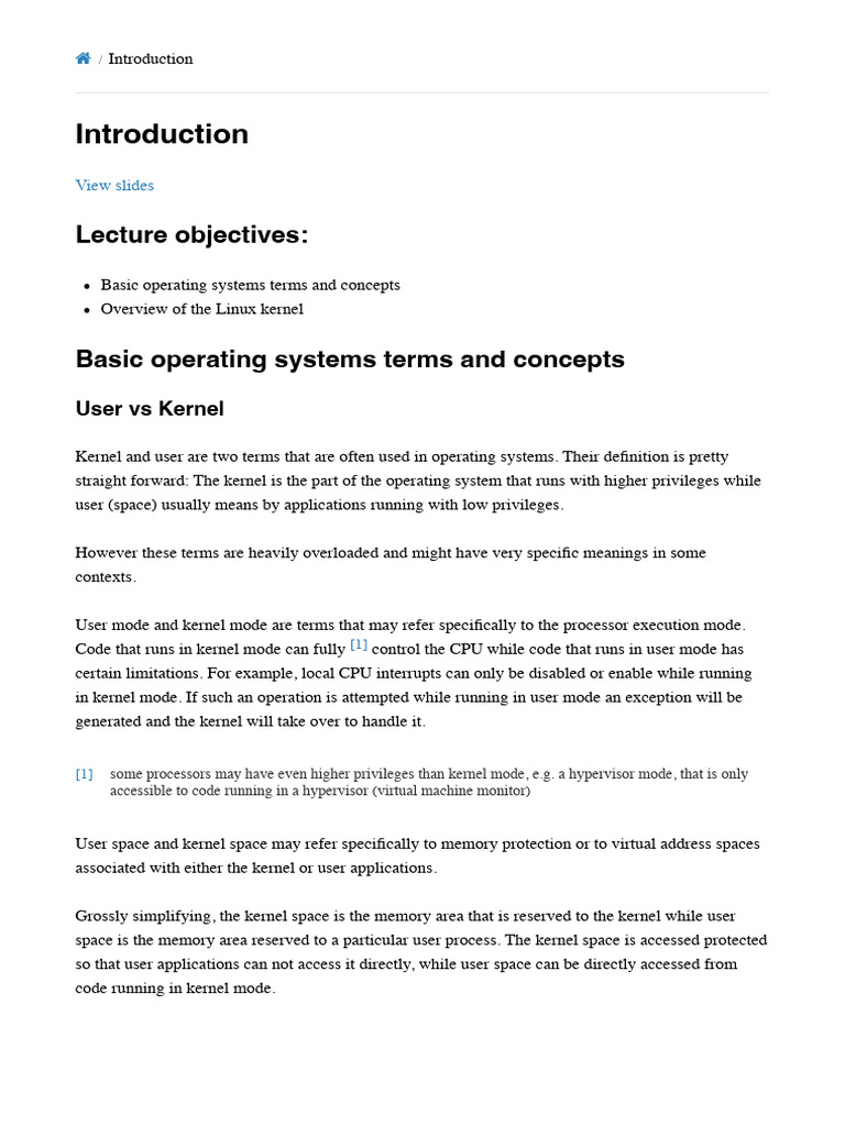 I - Introduction - The Linux Kernel Documentation | PDF | Kernel (Operating System) | Operating ...
