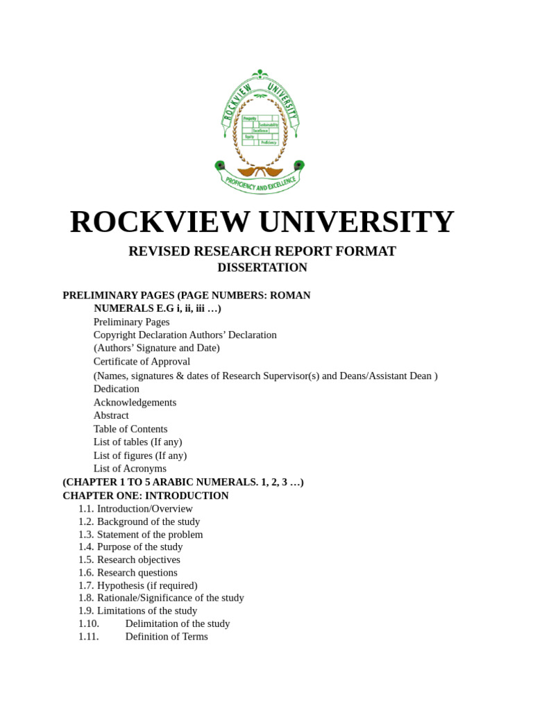 Rockview University Research Report Format | PDF | Thesis | Doctor Of ...