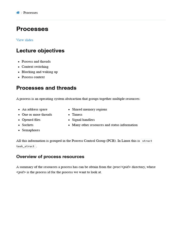 III - Processes - The Linux Kernel Documentation | PDF | Process (Computing) | Thread (Computing)