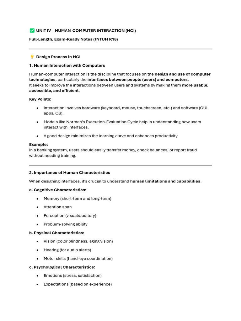Human Computer Interaction Unit 2 JNTUH | PDF | Human–Computer ...