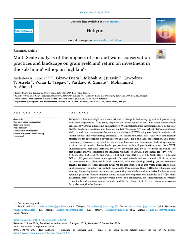 Multi Scale Analysis of the Impacts of Soil and Water Conservation p 2024 He | PDF | Coefficient ...