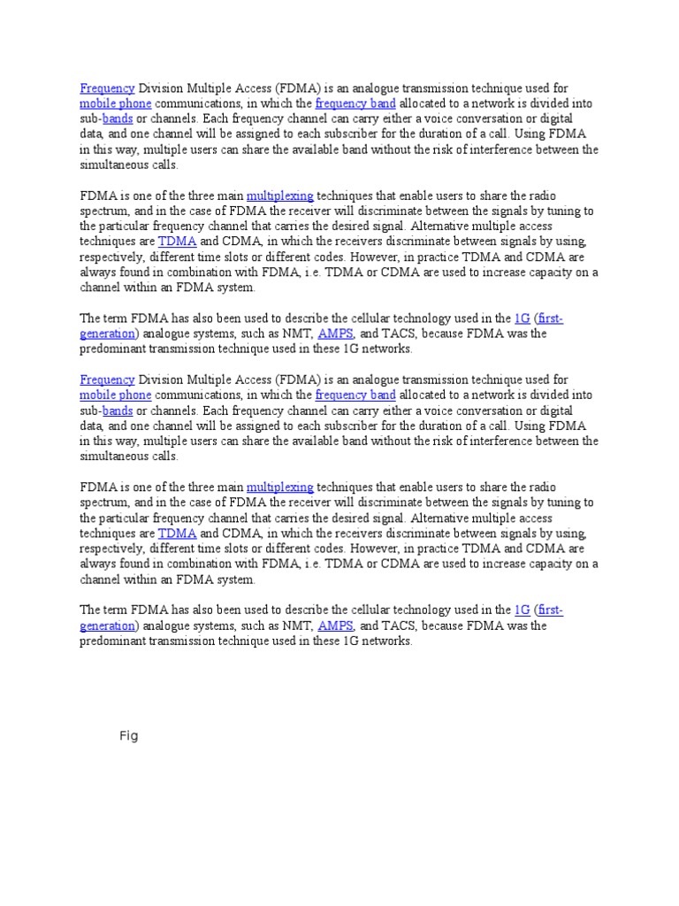 Frequency Division Multiple Access | PDF | Channel Access Method | Code Division Multiple Access